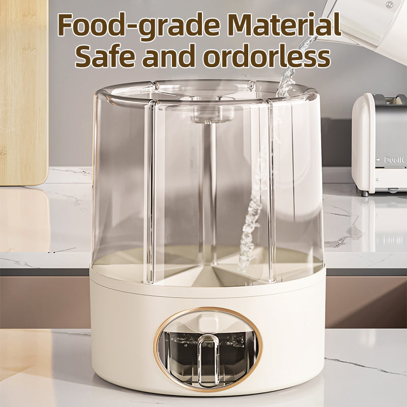 DAS SHOPI 6-Grid Rotating Food Dispenser - Rice Bucket Tank Grain Stor ...